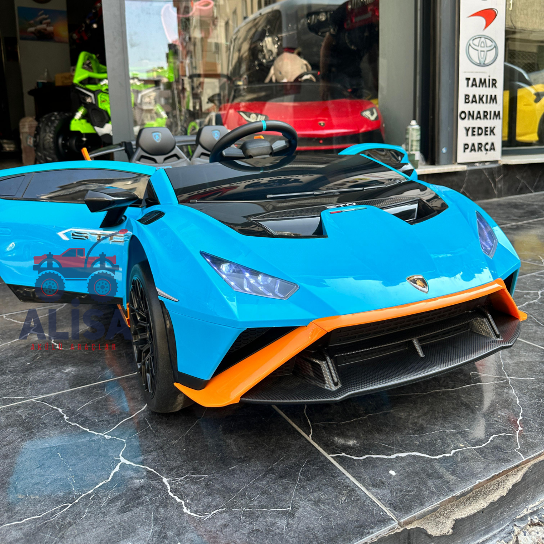 Mavi Lamborghini Yarış Arabası 12V Uzaktan Kumandalı - İzmir Akülü Araba